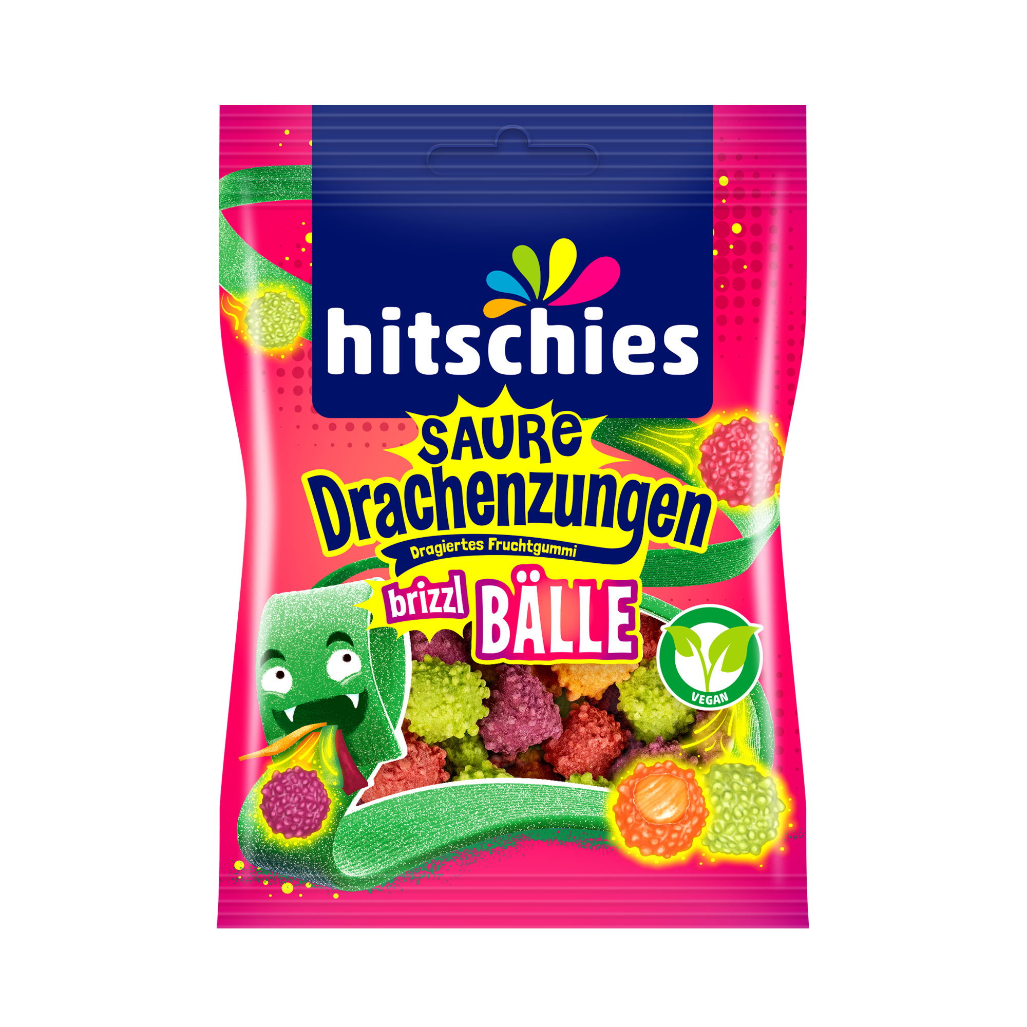 Saure Drachenzungen brizzl Bälle mit knackiger Hülle und weichem Kern 100g